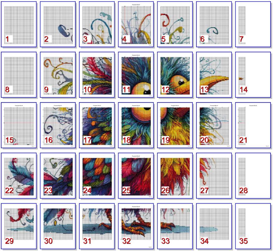 Frazzled Rainbow Bird 6, Pattern Keeper Compatible, PDF Digital ...