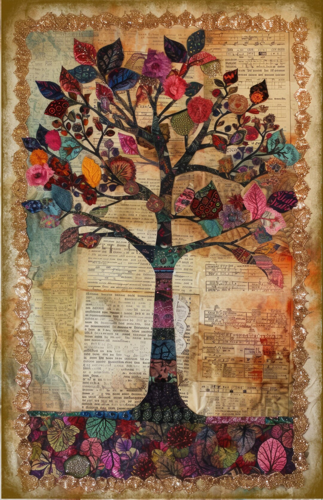 Patchwork Tree of Life Boho Pattern Keeper Compatible PDF Instant ...