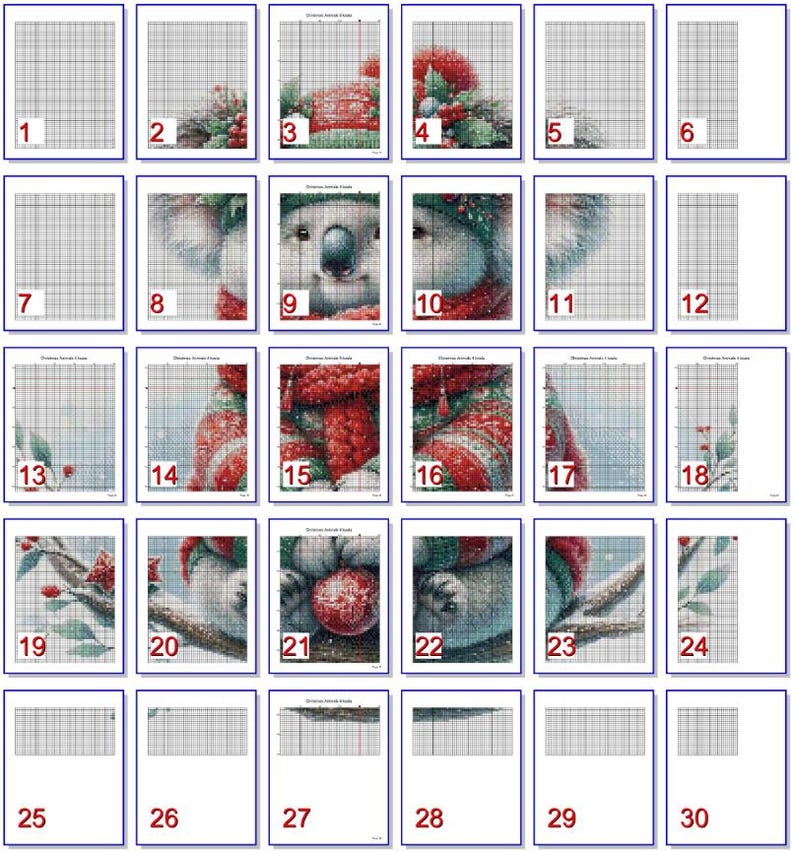 Watercolor Christmas Koala 4, PDF Instant Digital Download, Counted ...