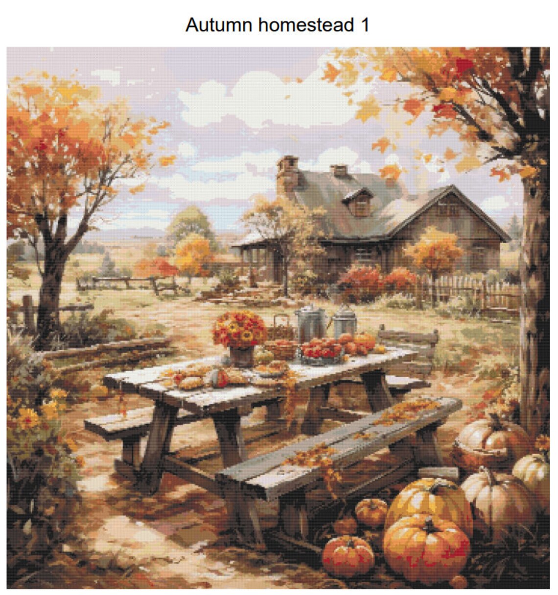 Thanksgiving Homestead Scene Autumn Pattern Keeper Compatible PDF ...