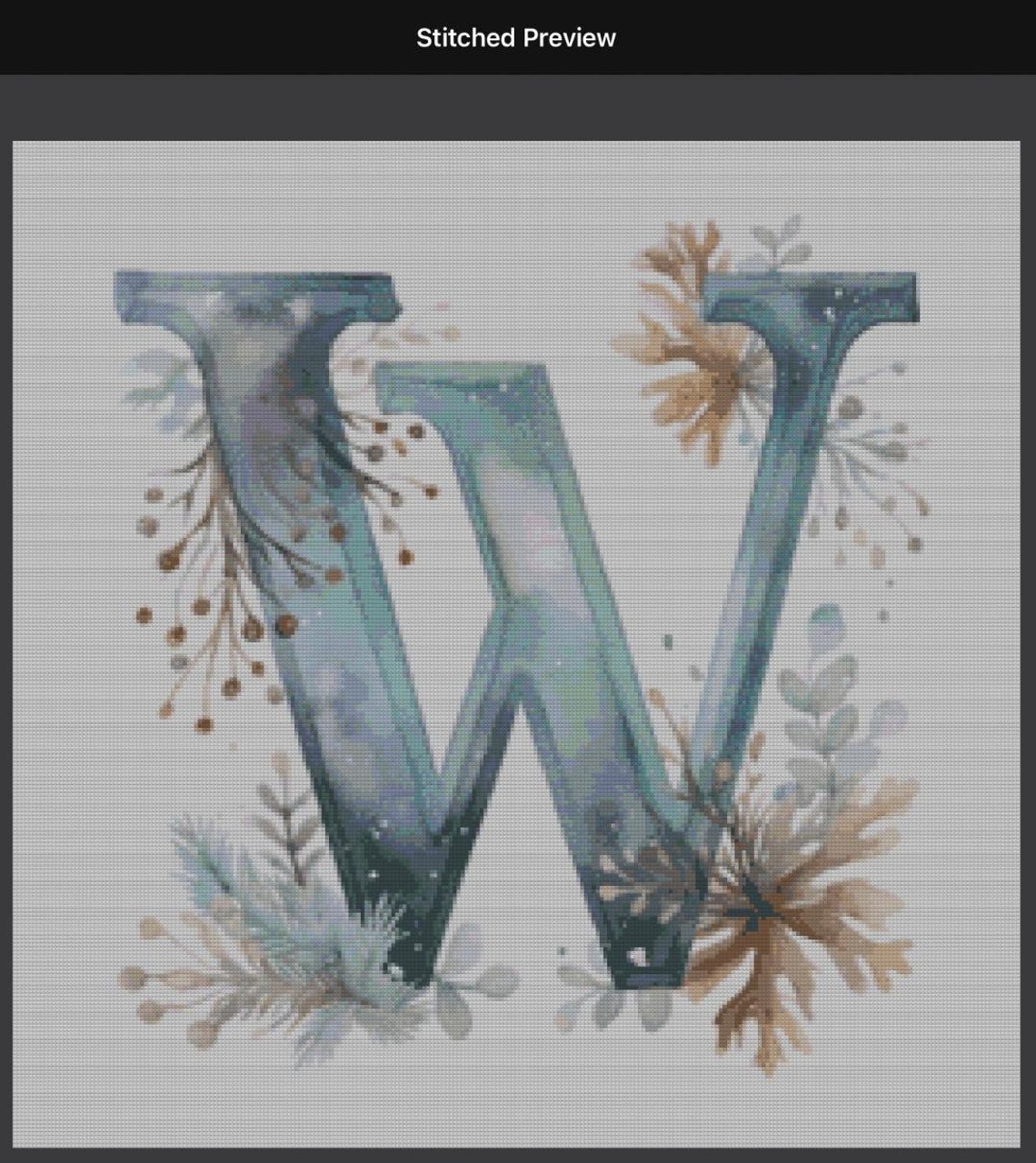 Winter Floral Alphabet Letter W Large Size Pattern Counted - Etsy