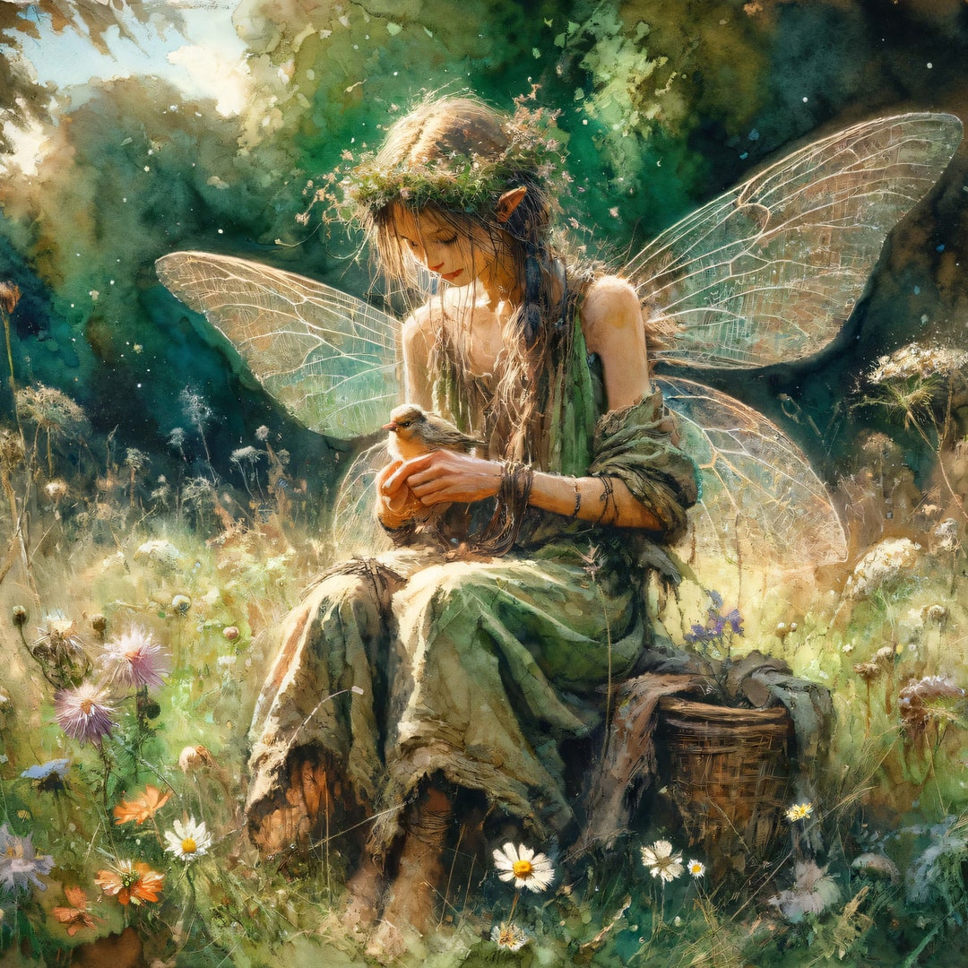 Forest Fairy Watercolor Art 4, Dryad Fae Faerie Pattern Keeper ...