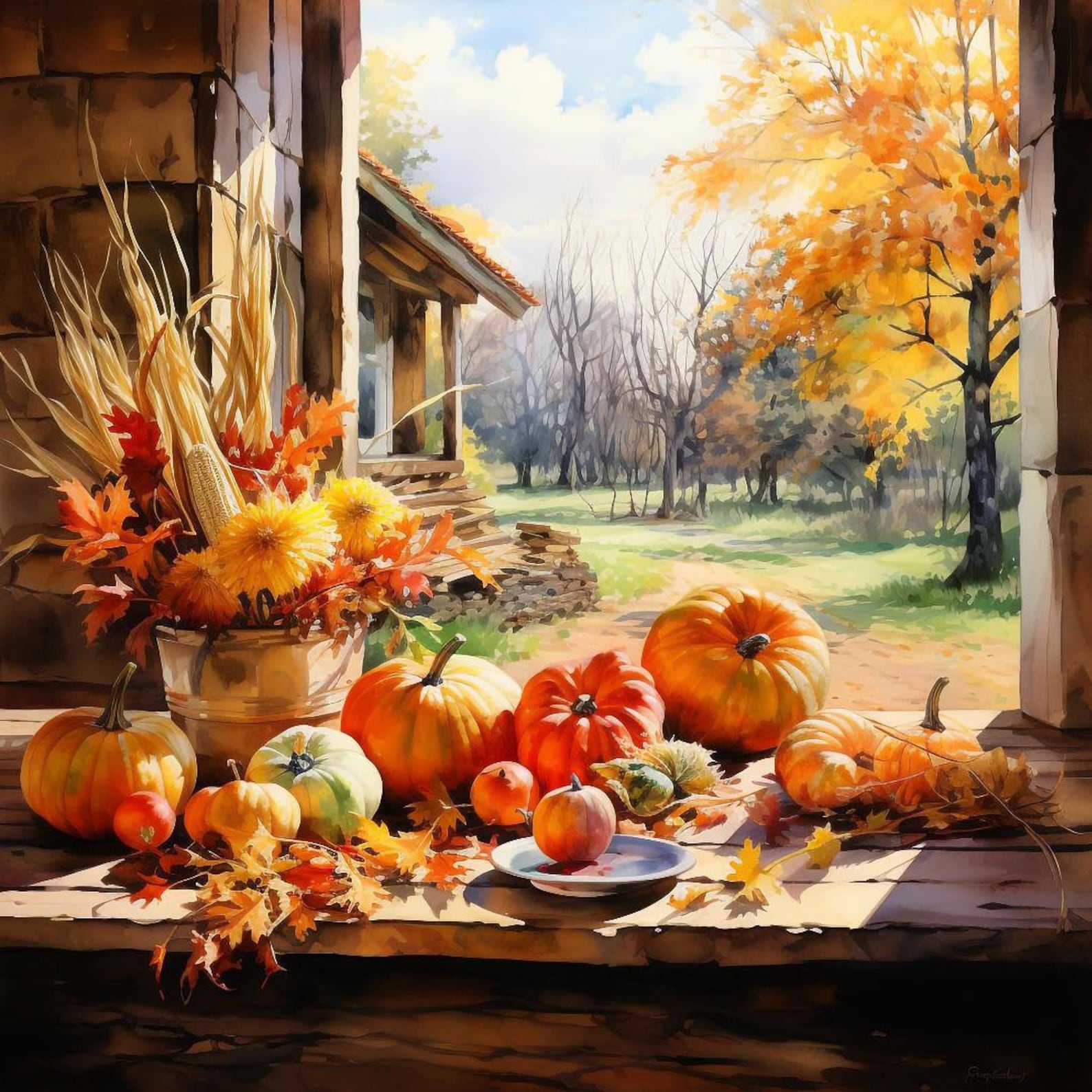 Thanksgiving Homestead Scene Autumn Pattern Keeper Compatible PDF ...