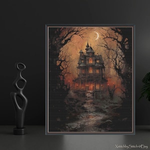 Spooky Haunted House Halloween Scene Witches Abode 5, PDF Instant ...
