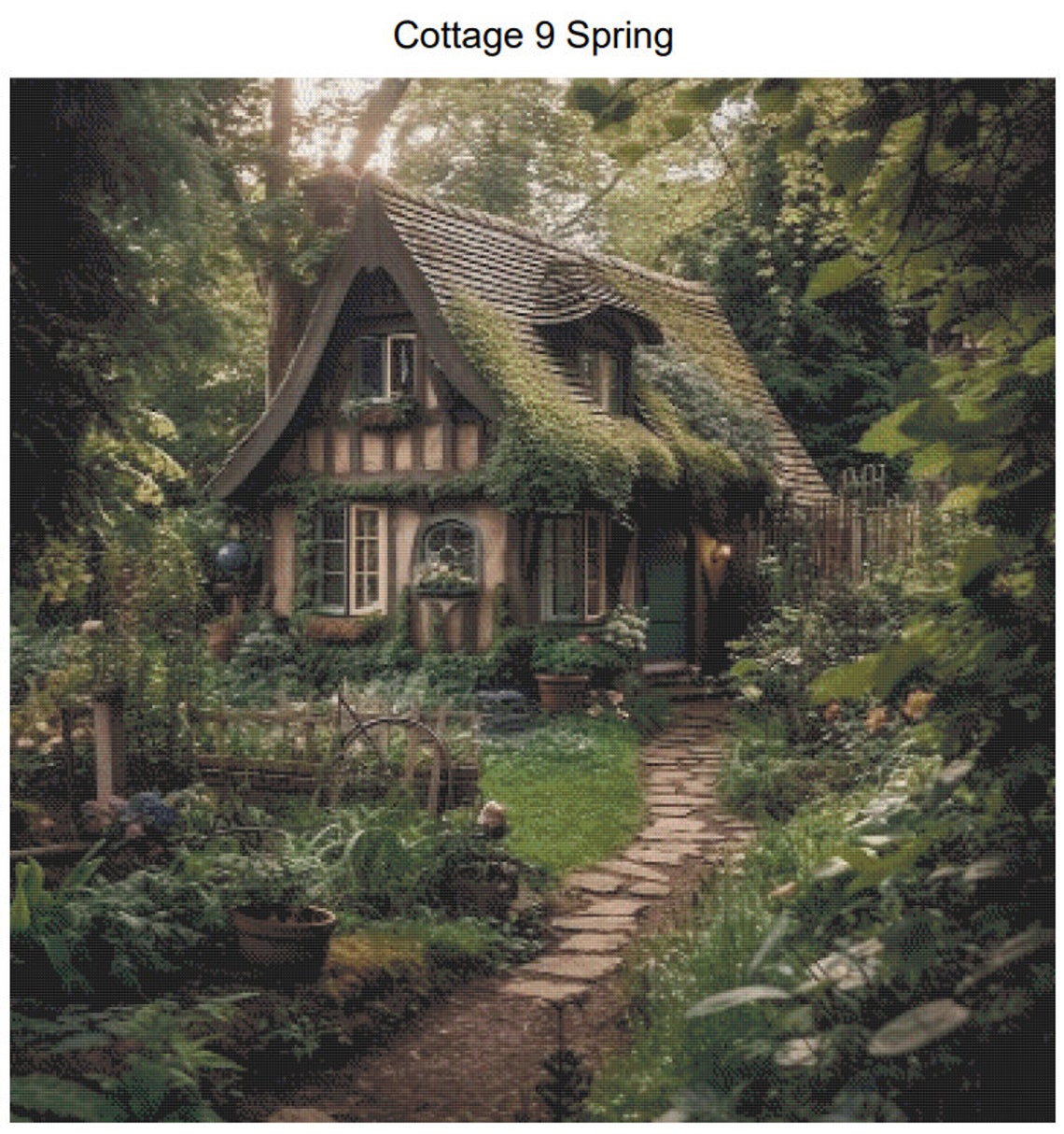Spring Cottage Landscape Scene Counted Cross Stitch Pattern Keeper ...