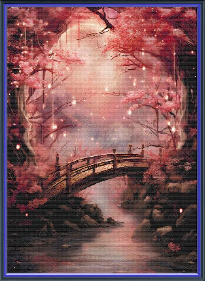 Red Fairytale 2 Bridge, Fae Landscape Pattern Keeper Compatible ,PDF ...
