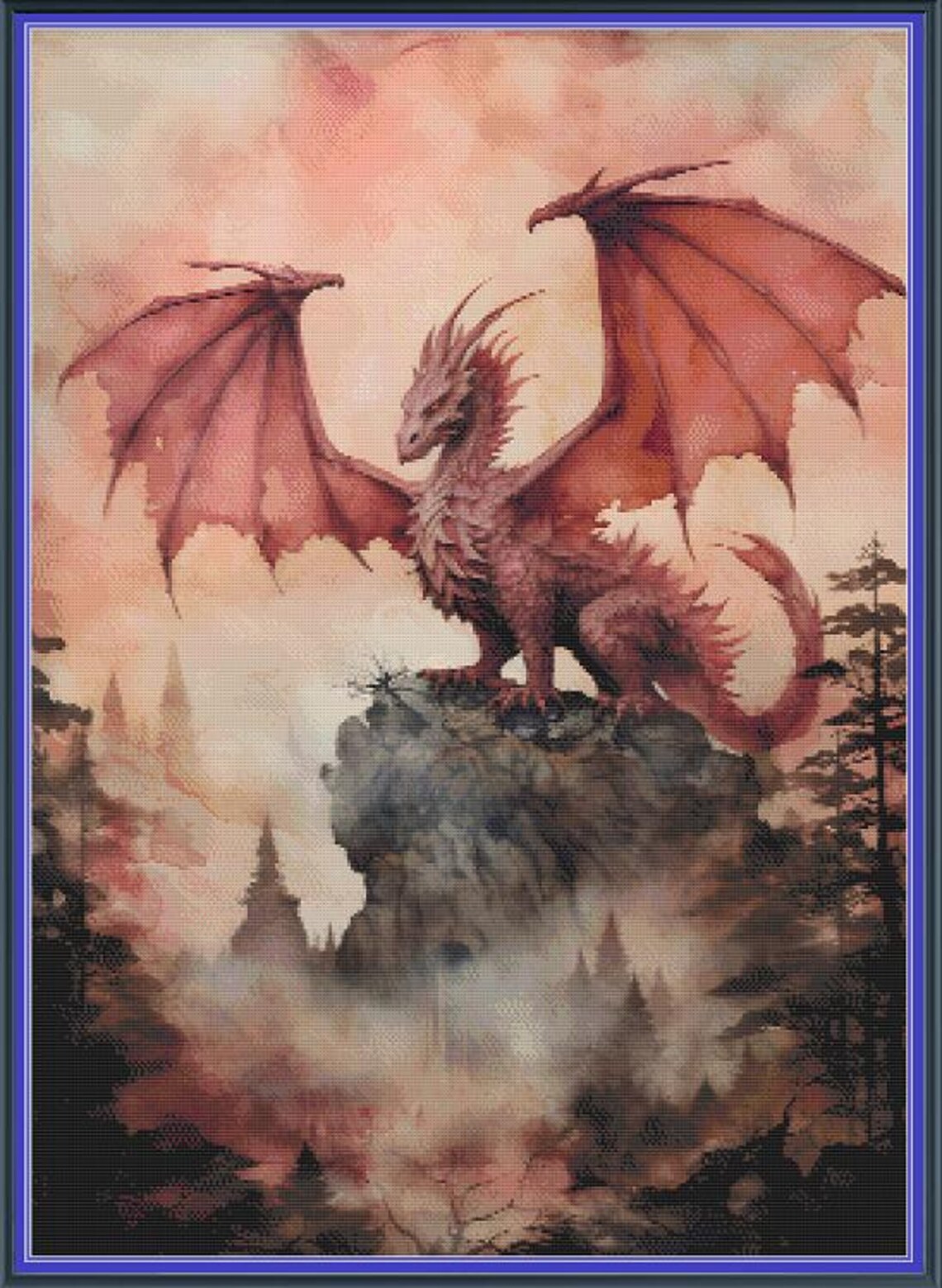 Red Fire Dragon 3a PDF Instant Digital Download Counted Cross Stitch ...