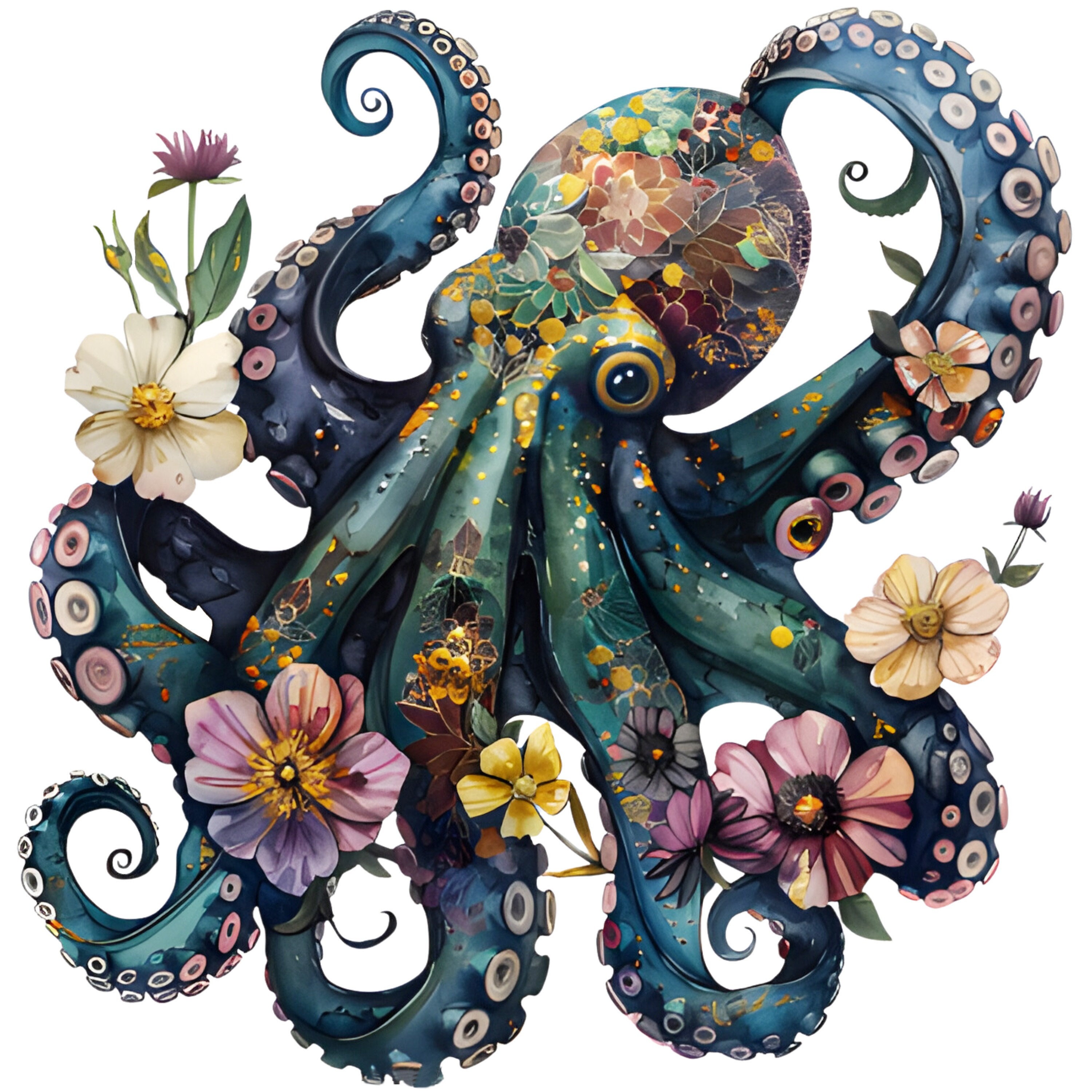 Floral Octopus 8 Spirit Totem PDF Instant Digital Download Counted ...