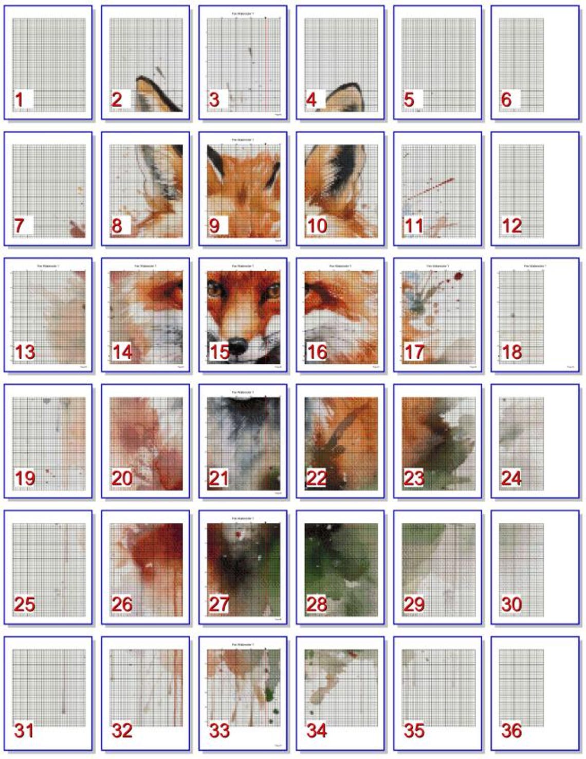 Watercolor Fox Portrait Pattern Keeper Compatible PDF Instant Digital ...