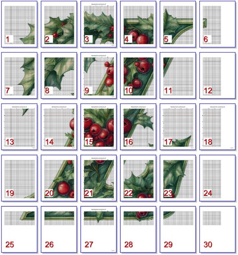 Alphabet Holly and Berries Z Large Size Pattern Keeper Compatible ...