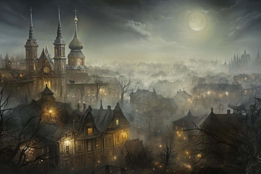 Cursed Old Town 10 Spooky Landscape Scene Pattern Keeper Compatible PDF ...