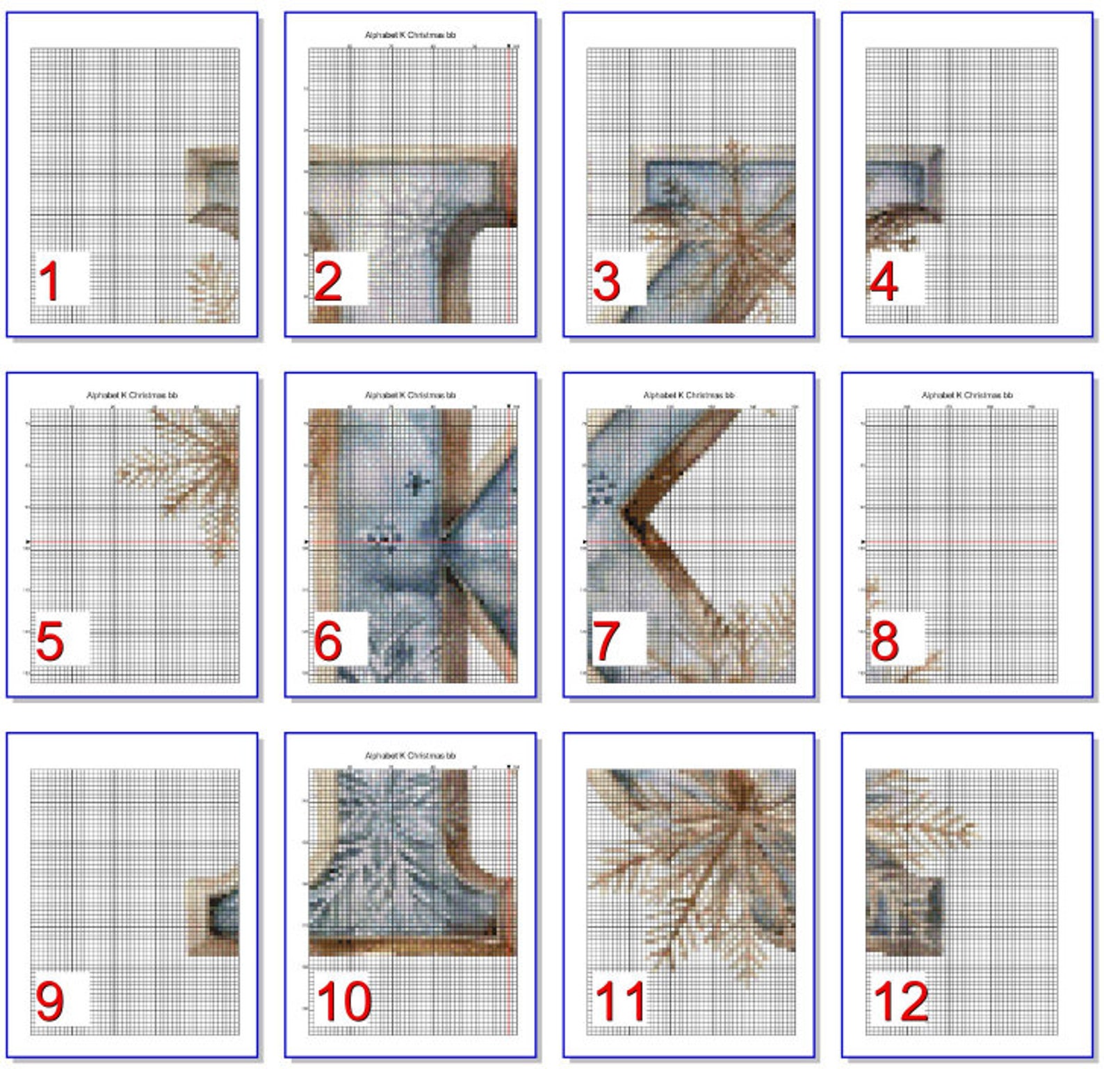 Winter Floral Alphabet Letter K Large Size Pattern Keeper Compatible ...