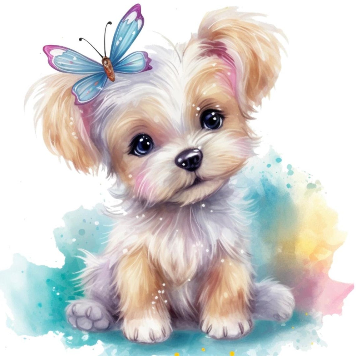 Pastel Rainbow Baby Dog Puppy Pup PDF Instant Digital Download Counted ...