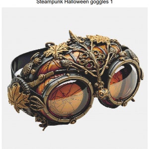 Steampunk Halloween Goggles Counted Cross Stitch Pattern PDF Instant ...