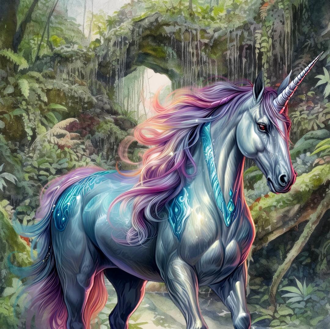 Forest Unicorn Fantasy Mythological Animal Pattern Counted Cross Stitch ...