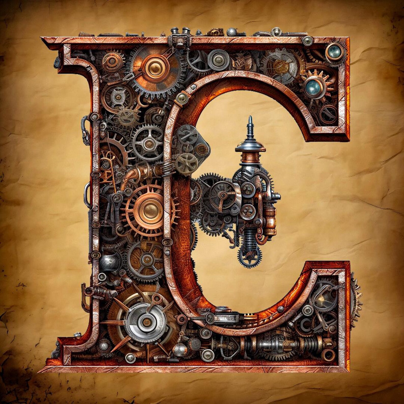 Steampunk Alphabet Letter E Large Size Pattern Keeper Compatible PDF ...