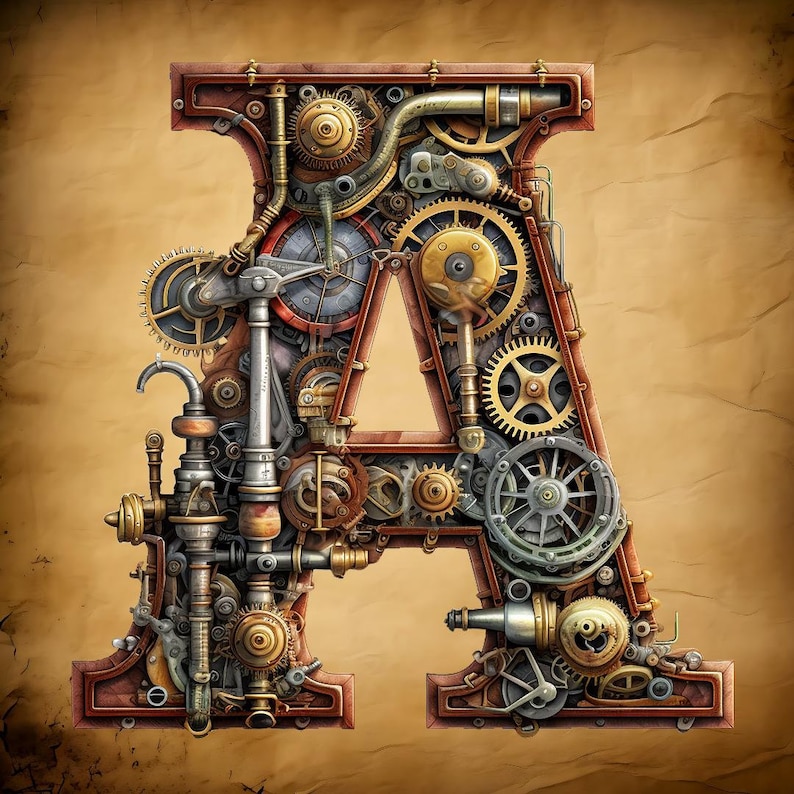 Steampunk Alphabet Letter A Large Size Pattern Keeper Compatible PDF ...