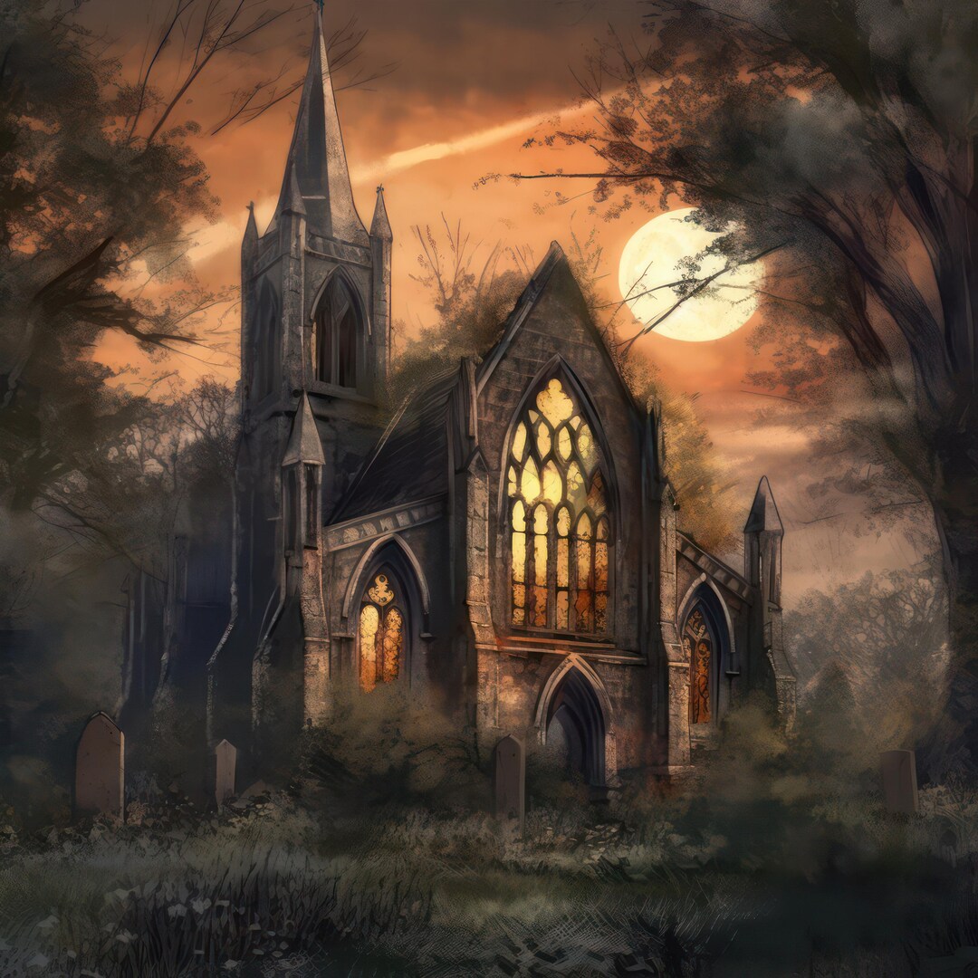 Gothic Graveyard 14 Halloween Scene PDF Instant Digital Download ...