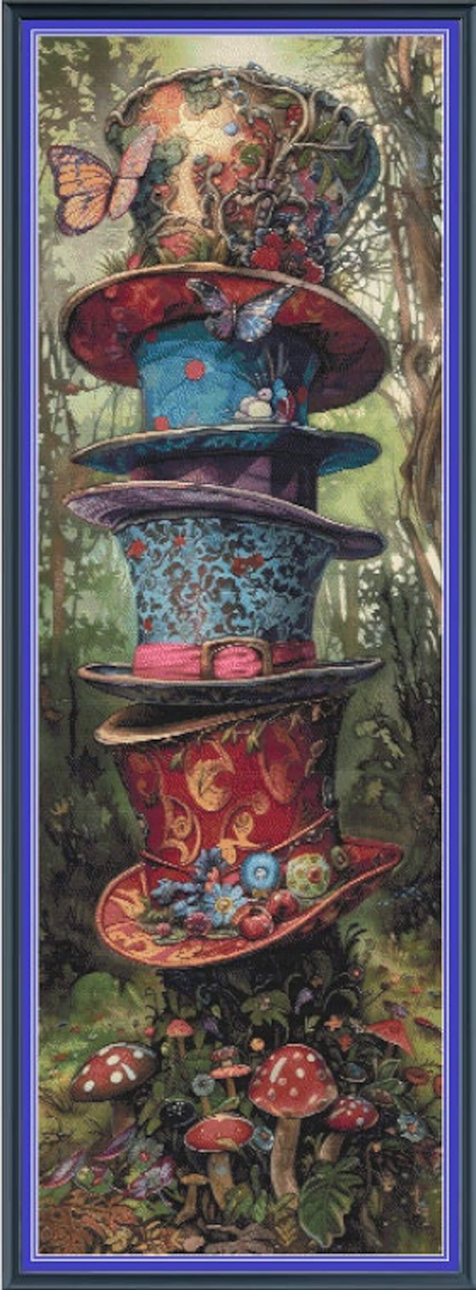 Narrow Dark Alice in Wonderland 17 Stack of Hats Pattern Keeper ...