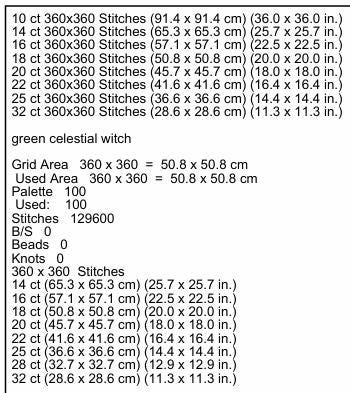 Green Celestial Witch Large Pattern Keeper Compatible Counted Cross ...