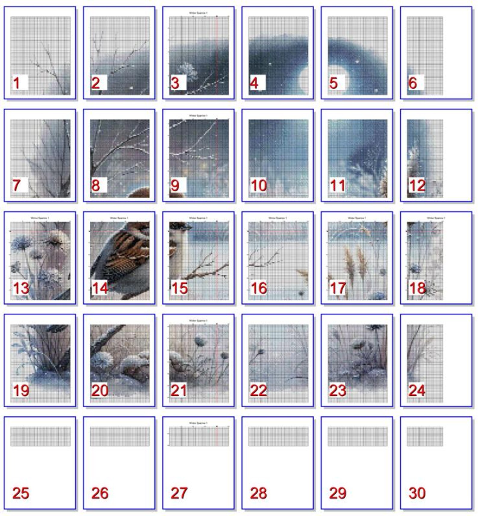 Winter Sparrow Bird 1 PDF Instant Digital Download Counted Cross Stitch ...
