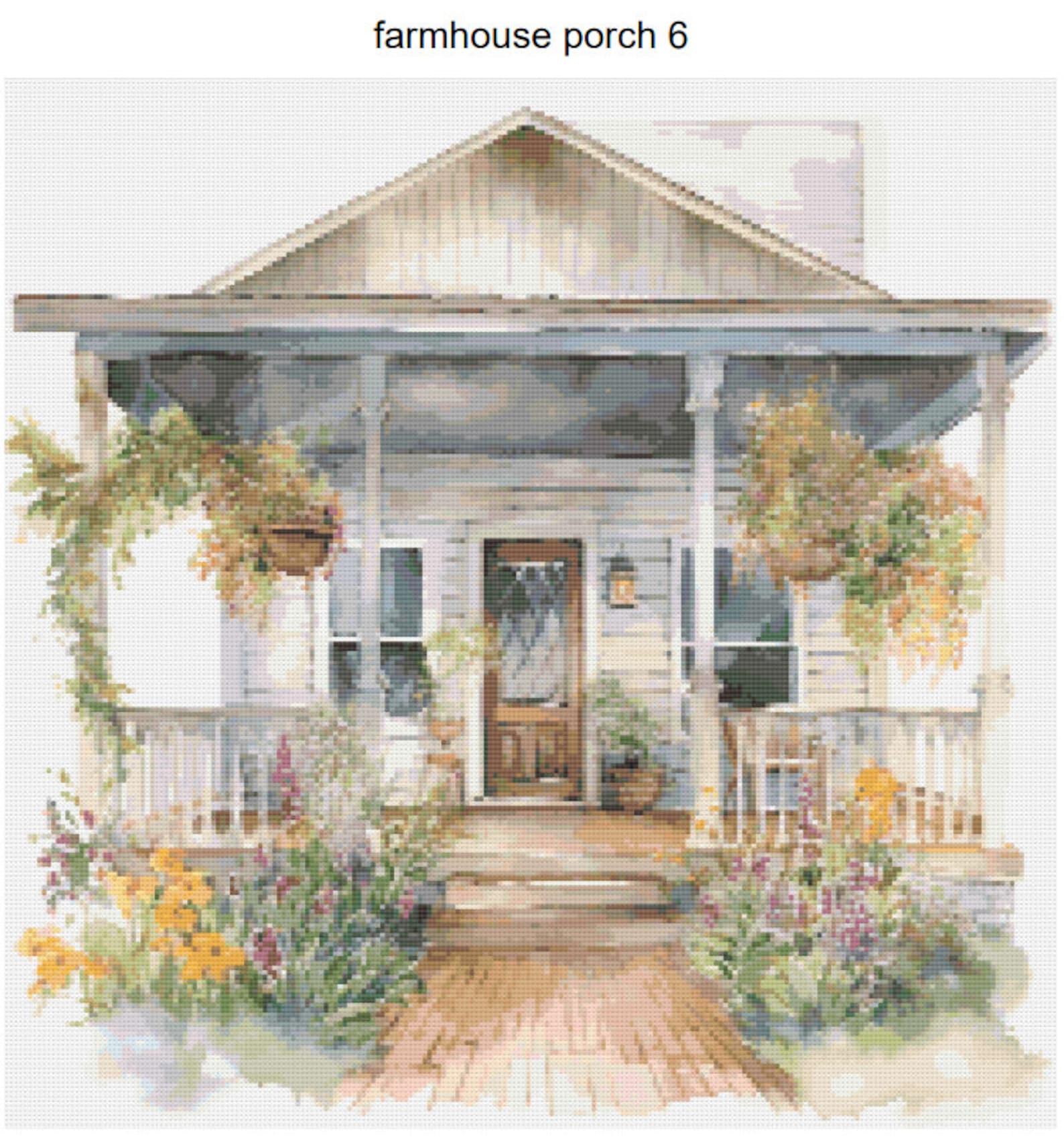 Summertime Farmhouse Front Porch Counted Cross Stitch Pattern Keeper ...
