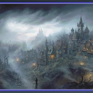 Cursed Old Town 1 Halloween Landscape Scene Pattern Keeper Compatible ...