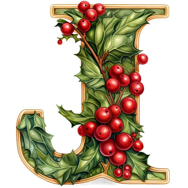 Alphabet Holly and Berries J Large Size Pattern Keeper Compatible ...