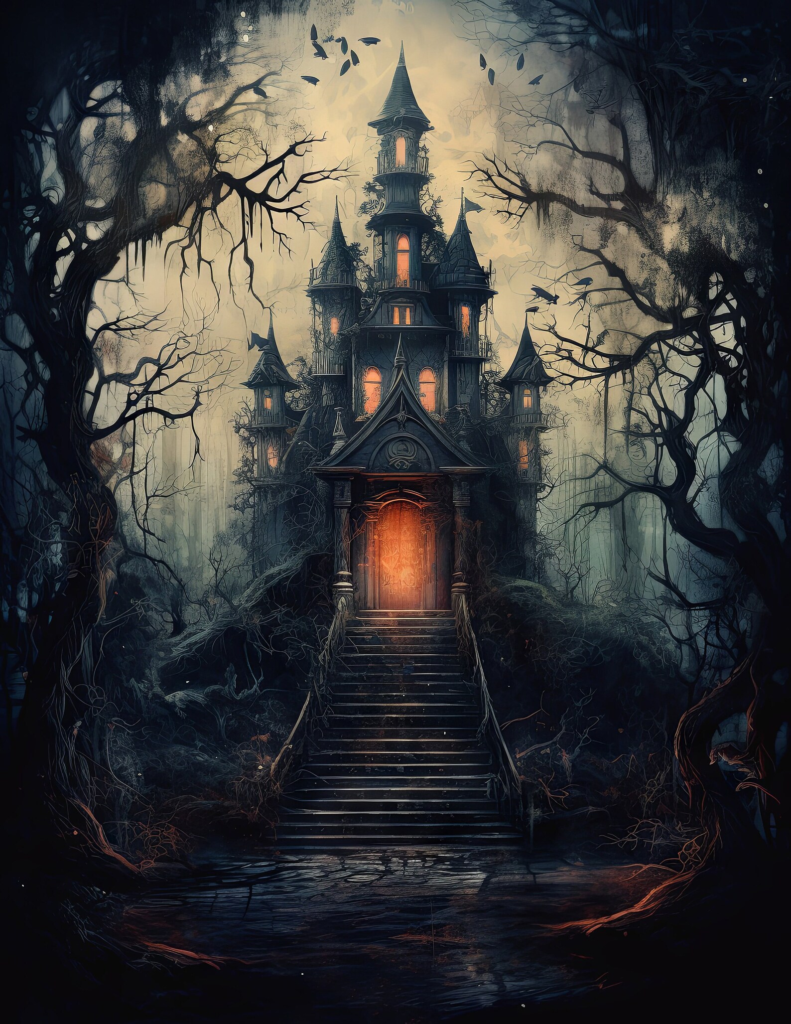 Spooky Haunted House Halloween Scene Witches Abode 9 PDF Instant ...