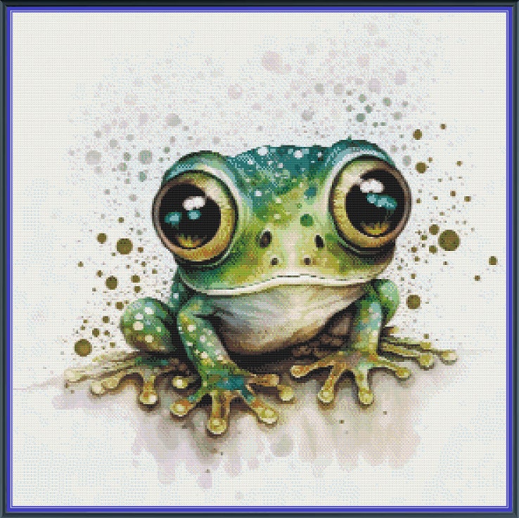 Watercolor Green Chibi Tree Frog 4 PDF Instant Digital Download Counted ...