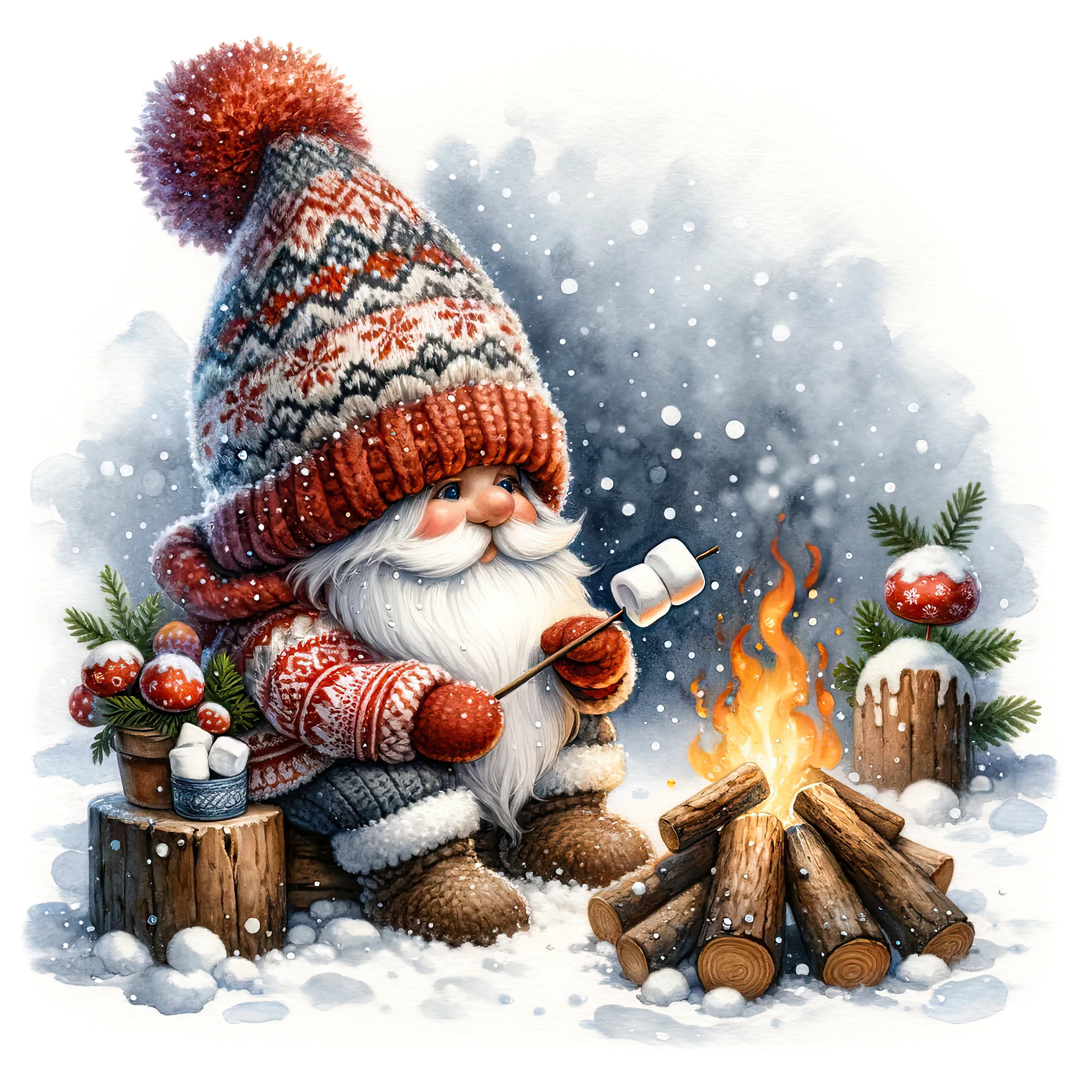 Watercolor Christmas Gnome 6, Pattern Keeper Compatible, PDF Instant ...