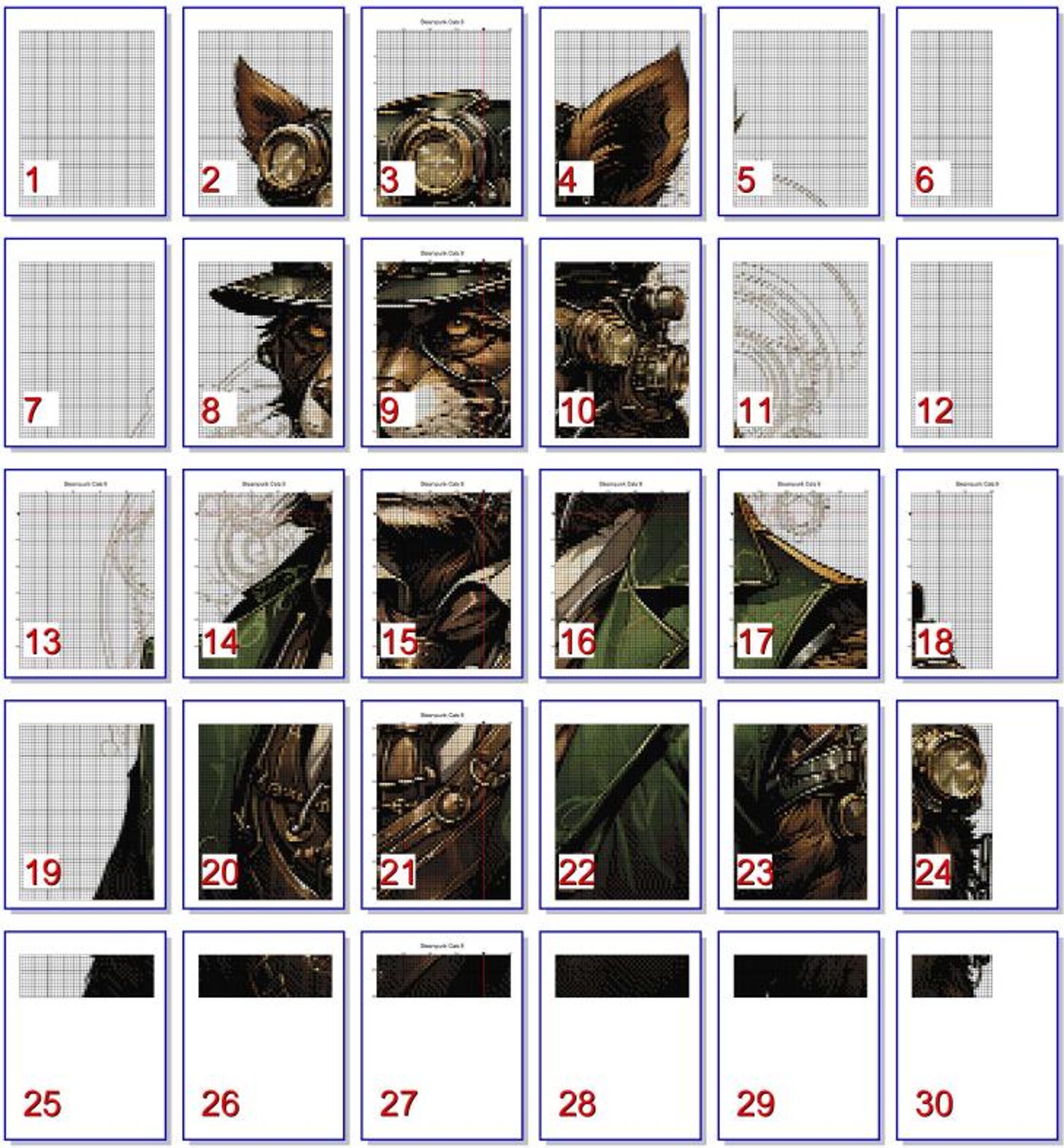 Steampunk Cat Portrait 9 Pattern Keeper Compatible PDF Instant Digital ...