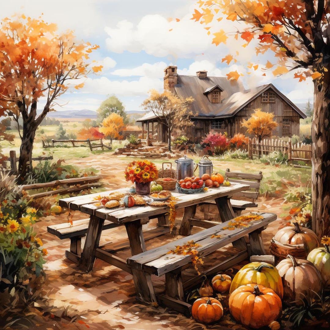 Thanksgiving Homestead Scene Autumn Pattern Keeper Compatible PDF ...