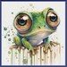 Watercolor Green Chibi Tree Frog 2 PDF Instant Digital Download Counted ...