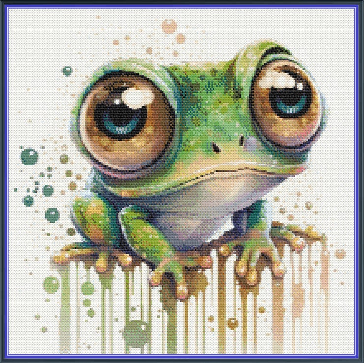 Watercolor Green Chibi Tree Frog 2 PDF Instant Digital Download Counted ...