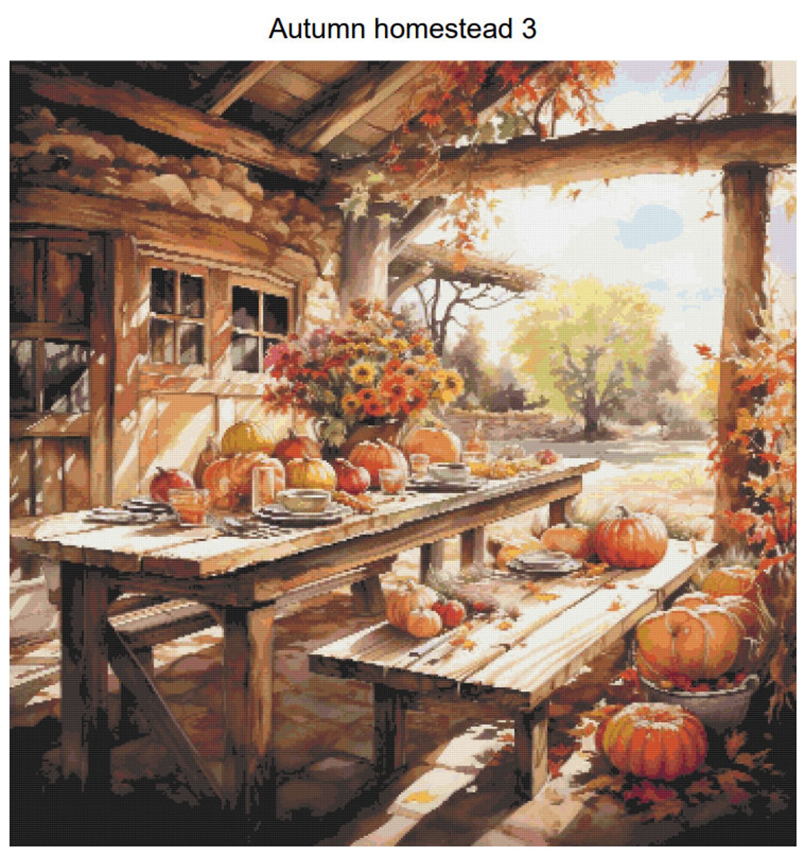 Thanksgiving Homestead Scene Autumn Pattern Keeper Compatible PDF ...