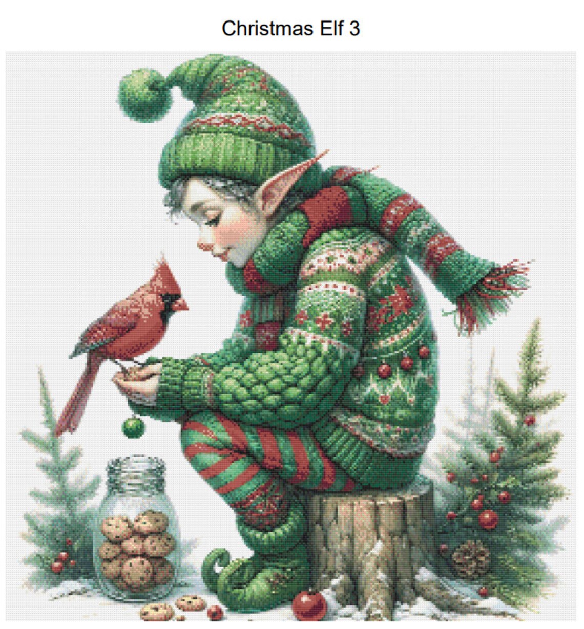Christmas Elf Sharing Cookies Pattern Keeper Compatible PDF Instant ...