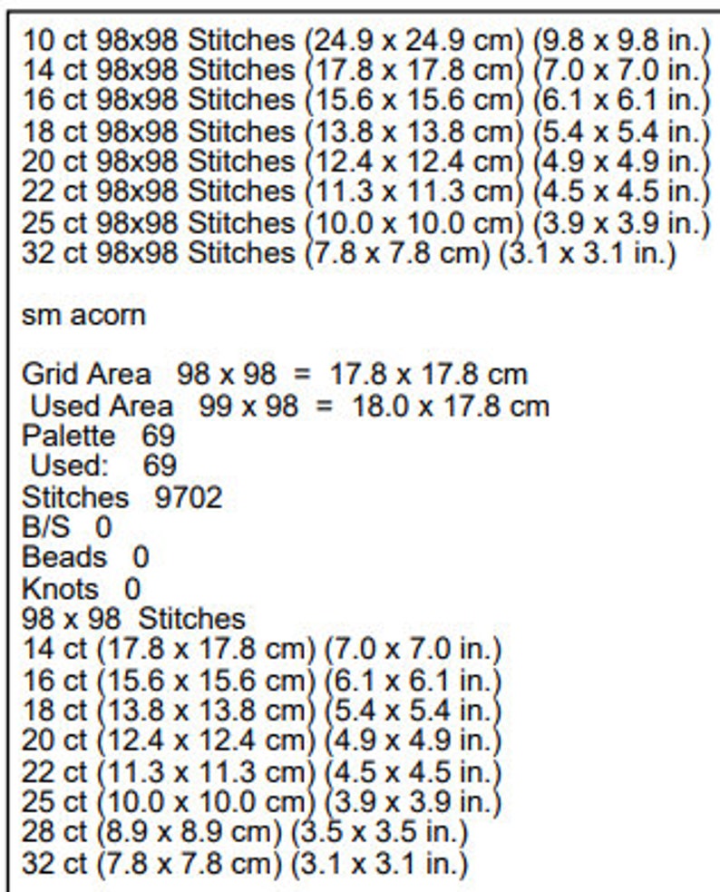 Small Pattern Acorn Fall Autumn Beginner Pattern Keeper Compatible PDF ...