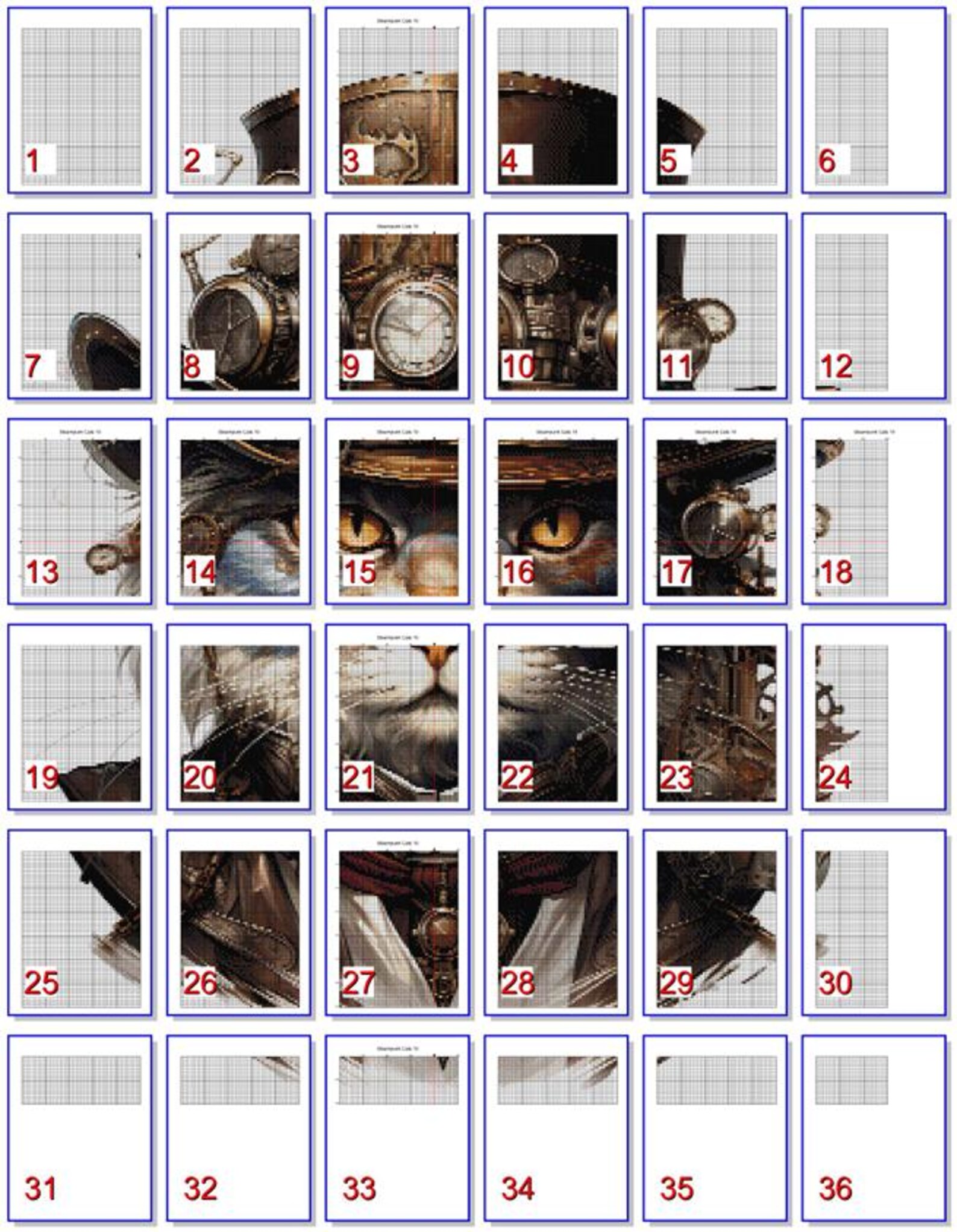 Steampunk Cat Portrait 10 Pattern Keeper Compatible PDF Instant Digital ...