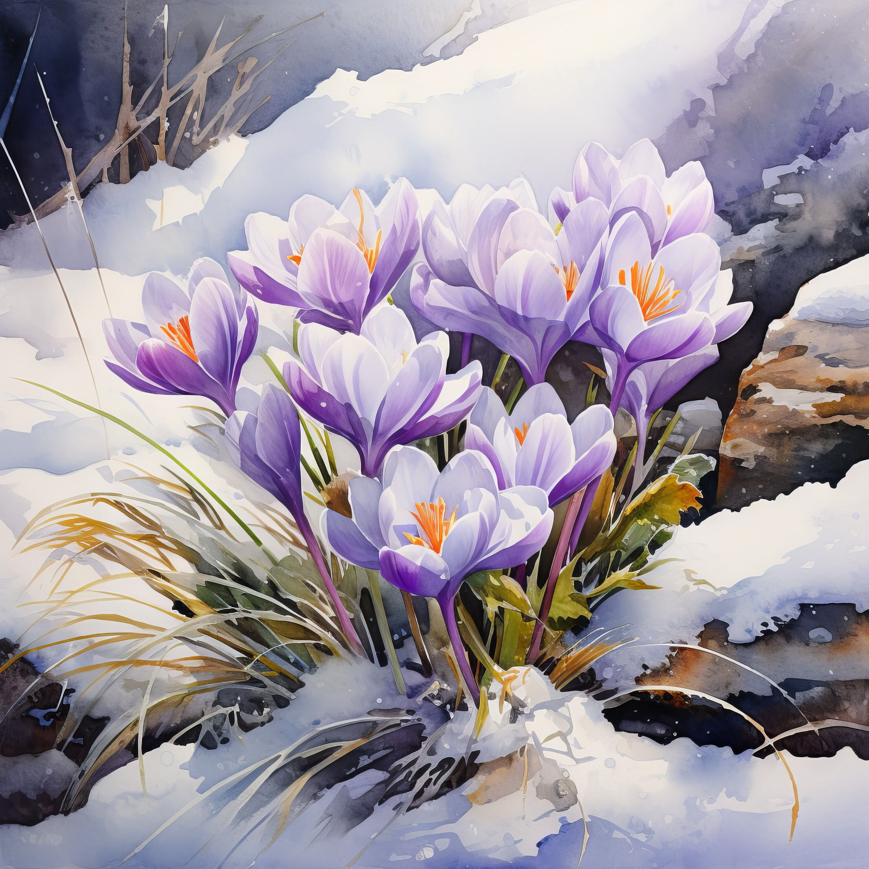 Crocus in the Snow 2 PDF Instant Digital Download Counted Cross Stitch ...