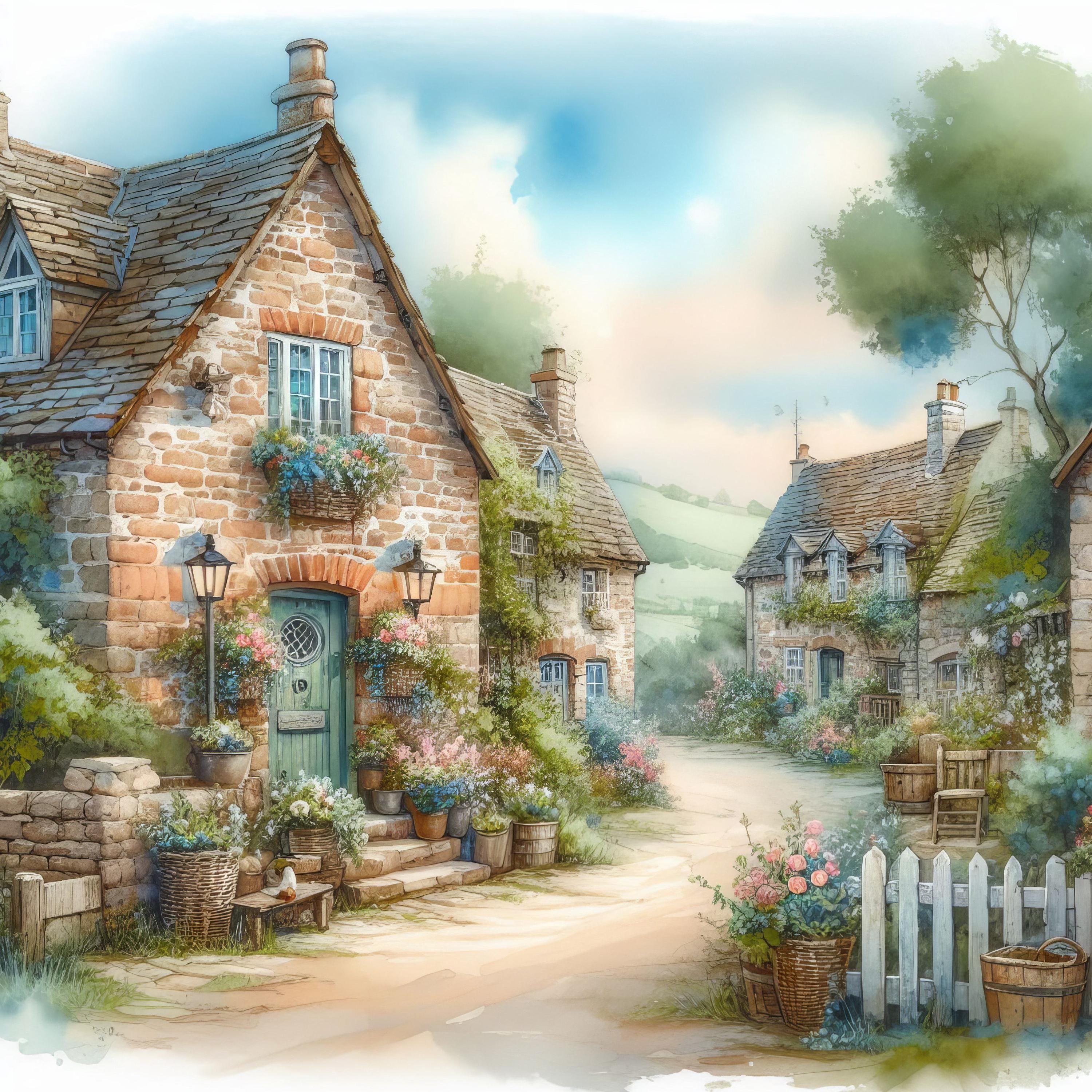 Watercolor Rustic Village 6 Pattern Keeper Compatible PDF Instant ...