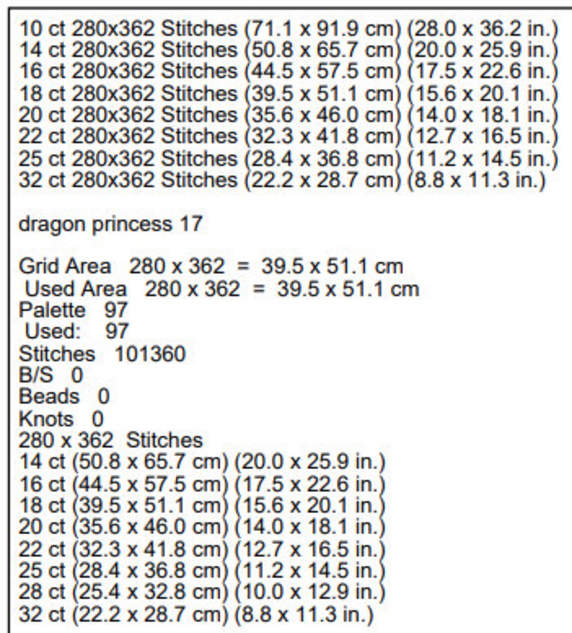 Dragon Princess 17 Midsize Advanced Pattern Keeper Compatible PDF ...