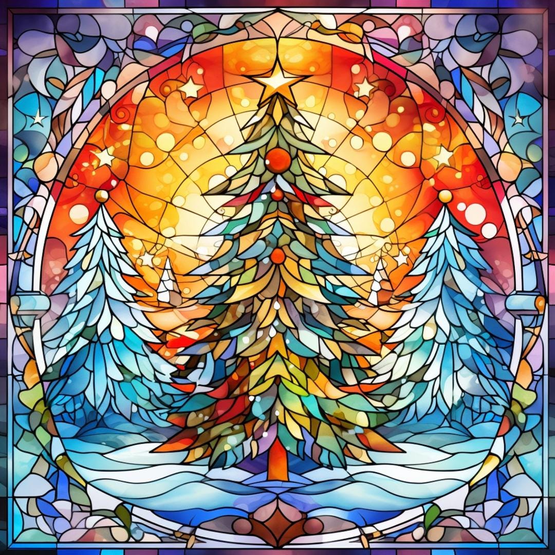 Stained Glass Christmas Tree 1 PDF Instant Digital Download Counted ...