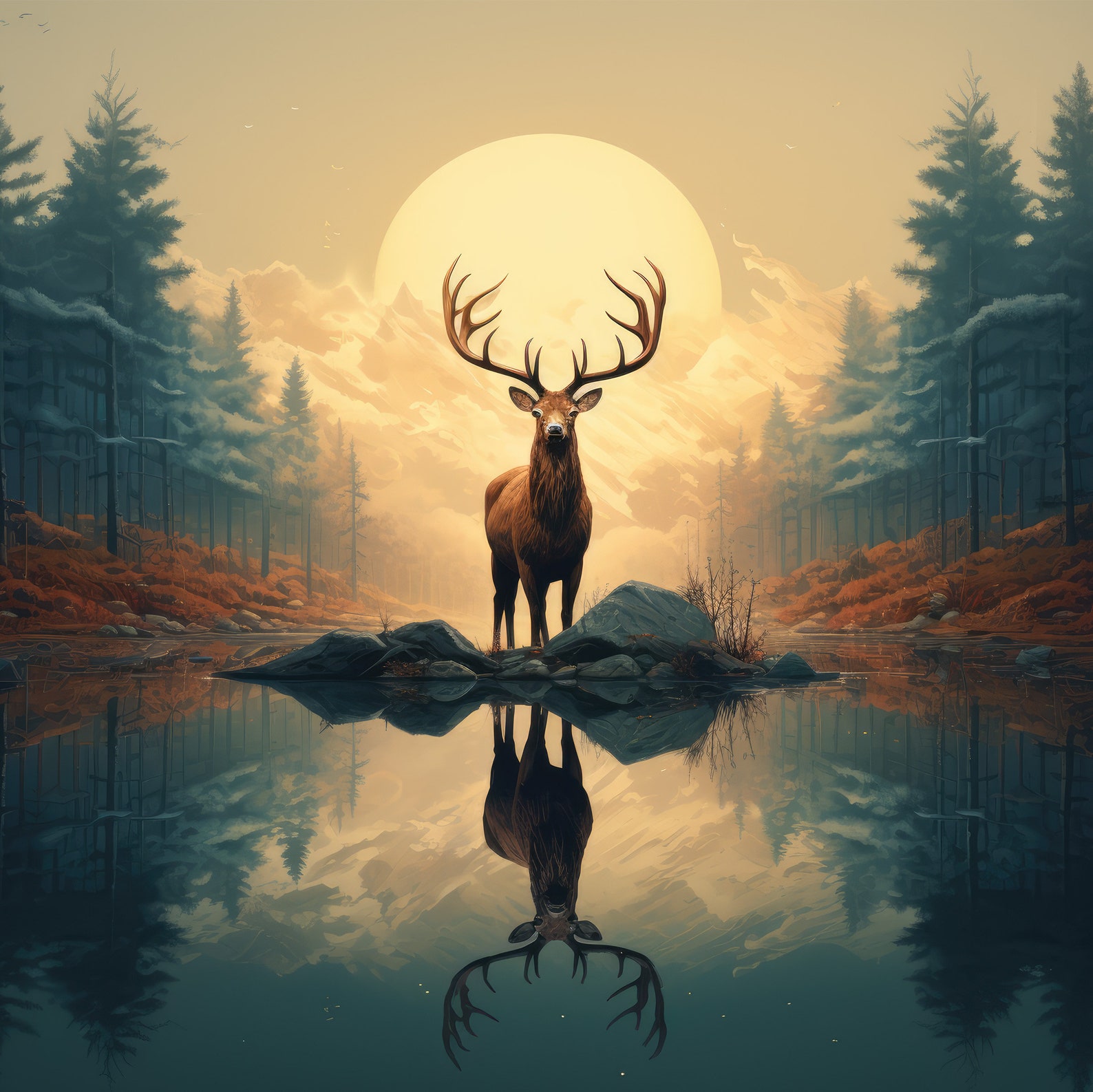Watercolor Bull Elk Spirit Totem PDF Instant Digital Download Counted ...