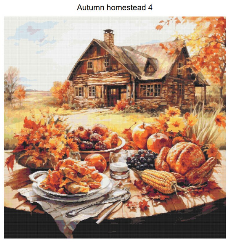 Thanksgiving Homestead Scene Autumn Pattern Keeper Compatible PDF ...
