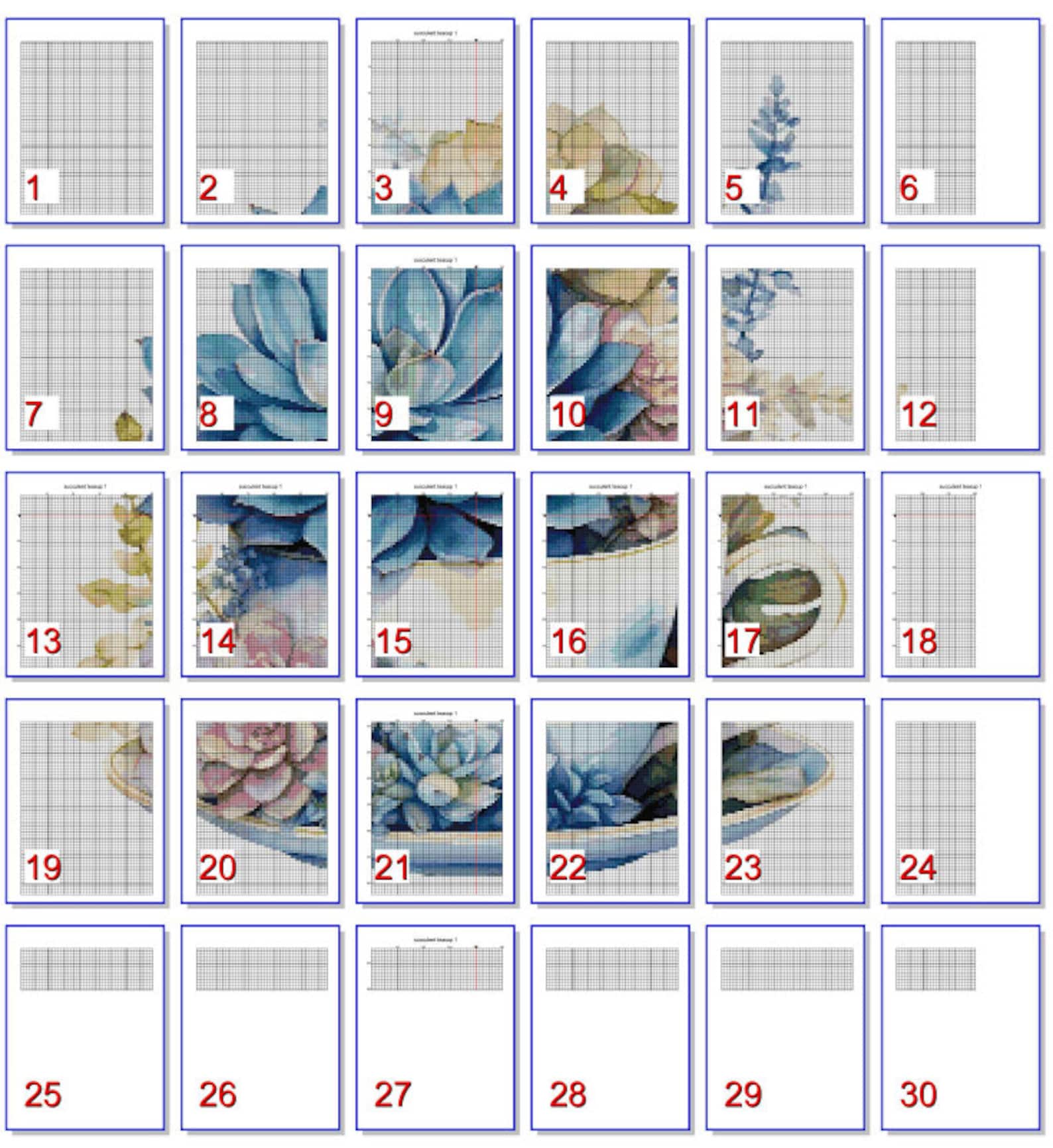 Watercolor Succulent Teacup Pattern Keeper Compatible PDF Instant ...