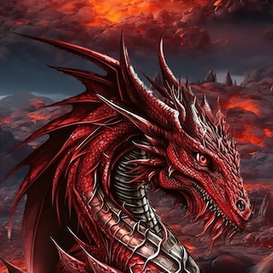 Red Fire Dragon PDF Instant Digital Download Counted Cross Stitch ...