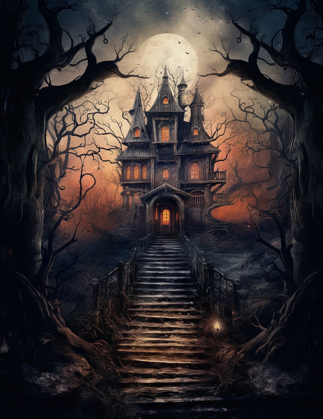 Spooky Haunted House Halloween Scene Witches Abode 6 PDF Instant ...
