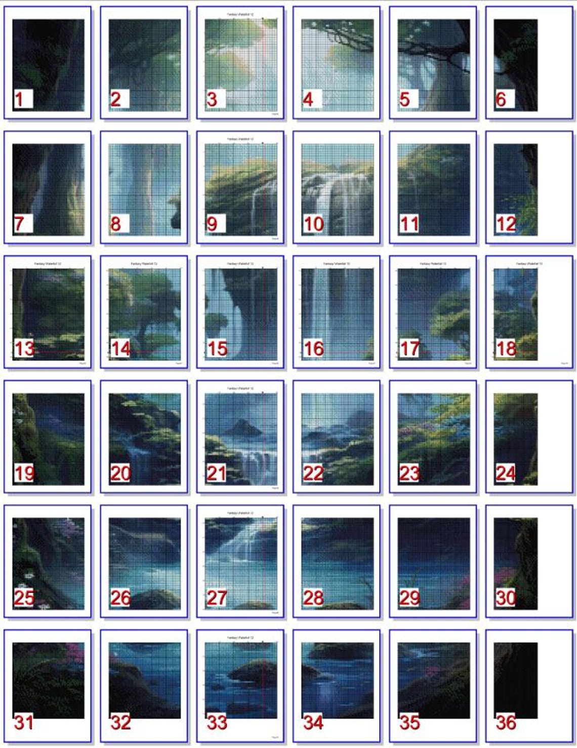 Fantasy Waterfall 12 Filtered Dawn PDF Instant Digital Download Counted ...