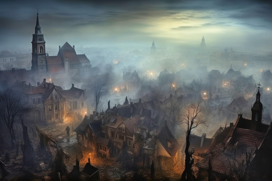 Cursed Old Town 7 Spooky Landscape Scene Pattern Keeper Compatible PDF ...